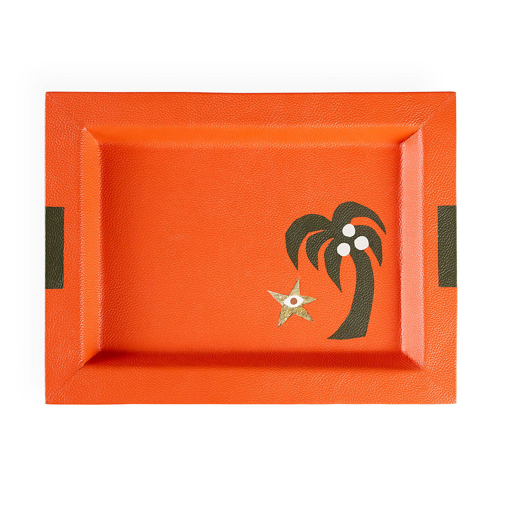 Playa Leather Palm Tree Tray | Jonathan Adler UK